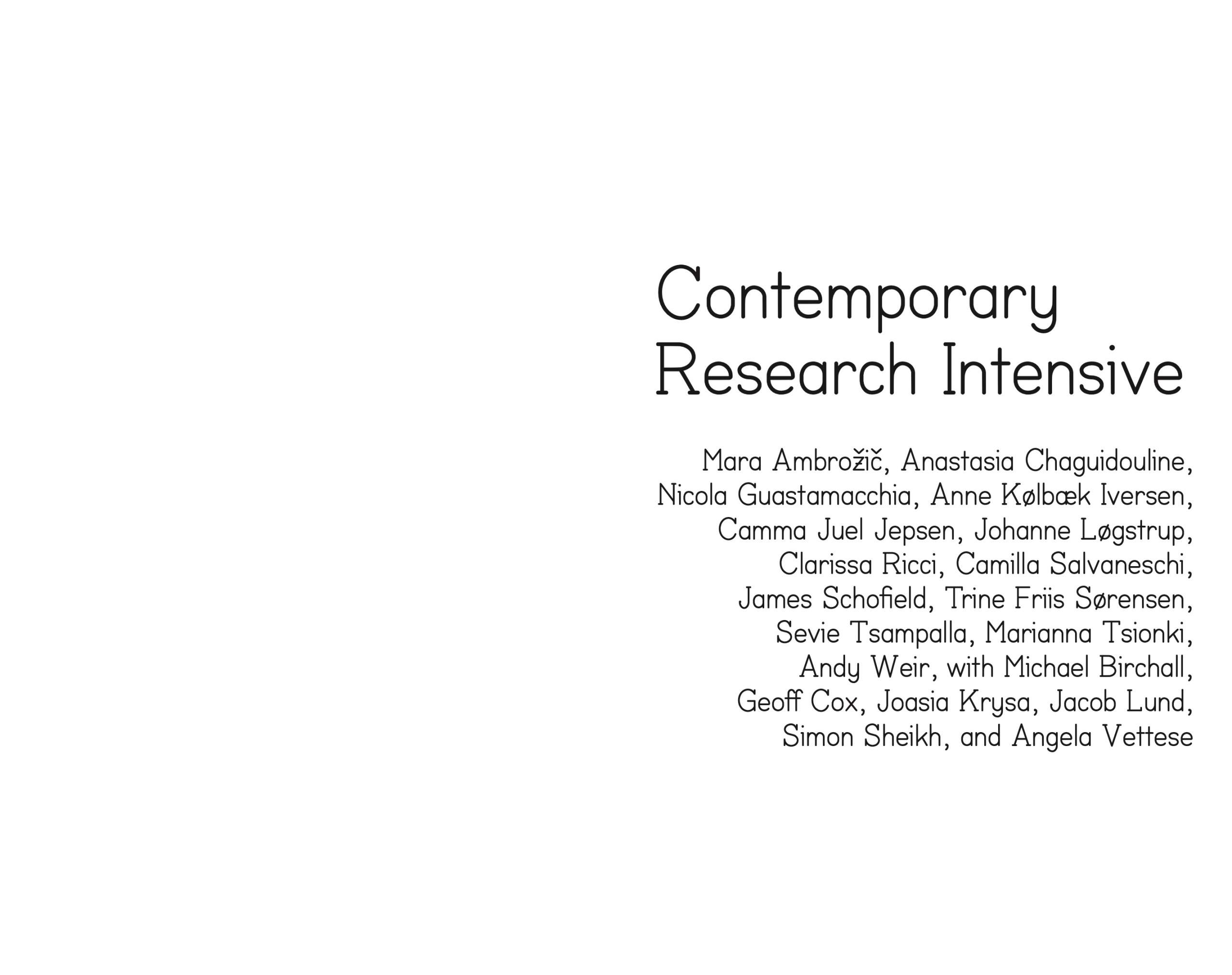 Contemporary Research Intensive – Sternberg Press